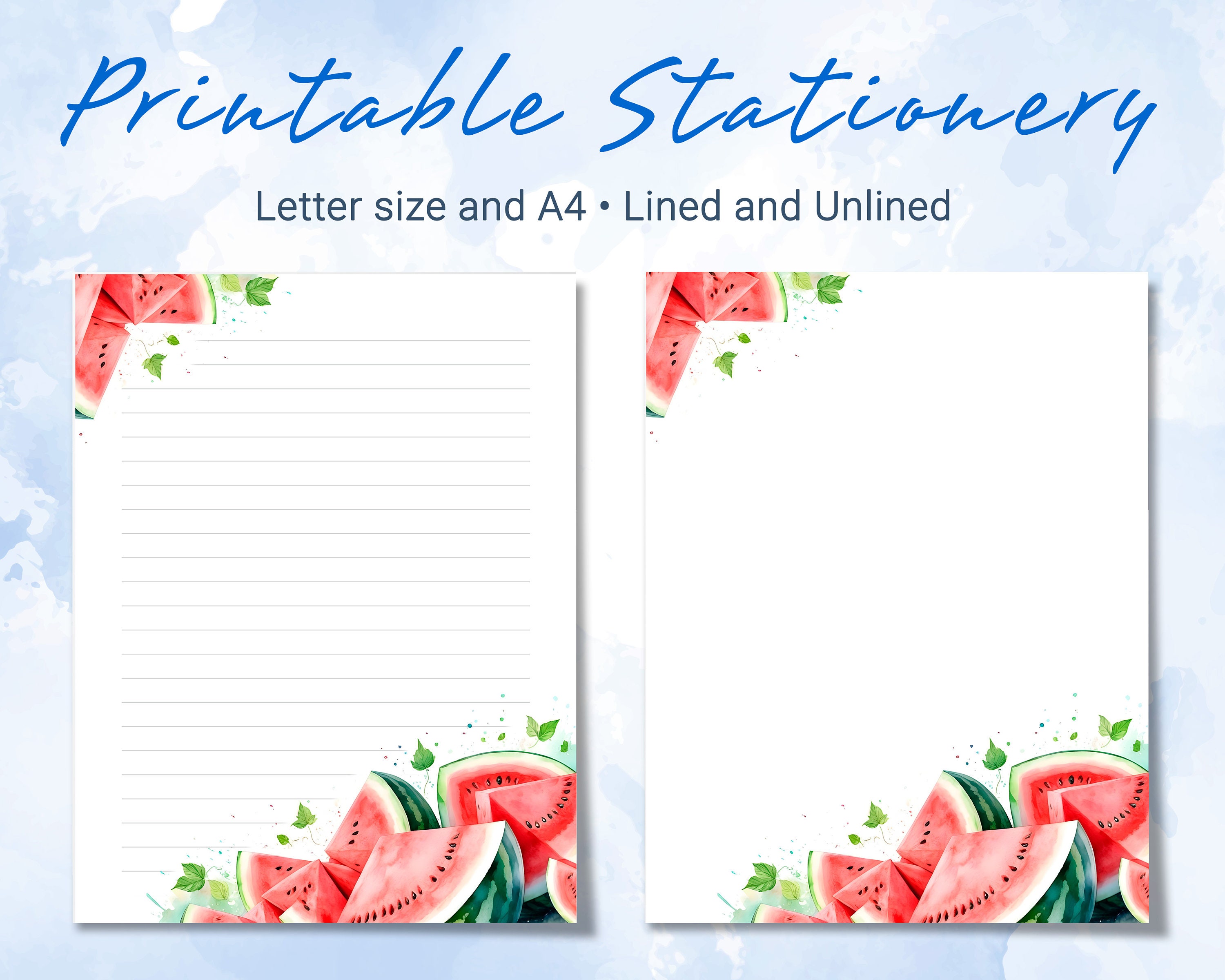 Printable Stationery Lined Paper, Letter Writing Paper With Juicy ...