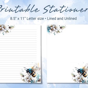 Floral Printable Stationery, Printable Writing Paper With Watercolor ...
