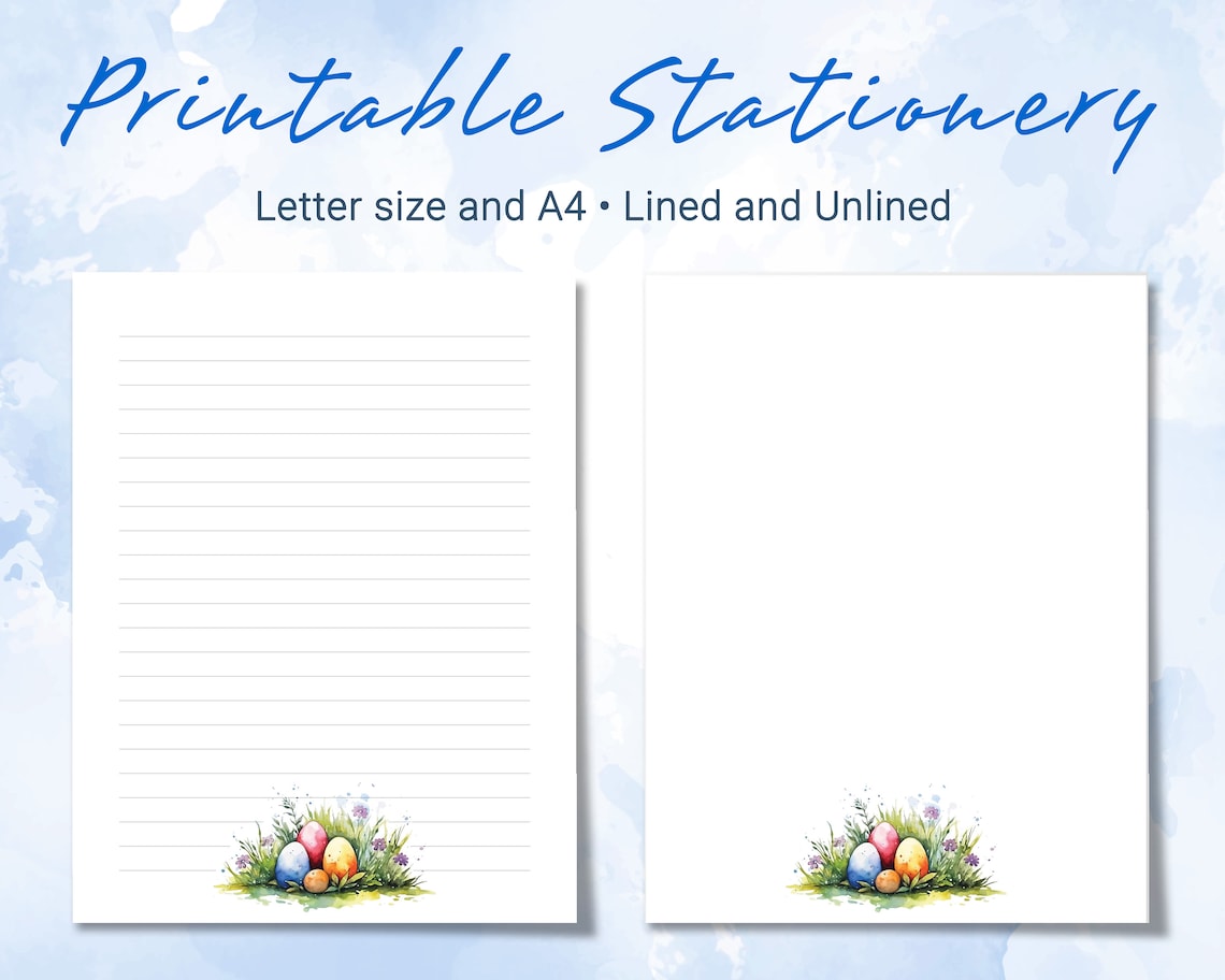 Printable Stationery Paper With an Easter Background, Happy Easter ...