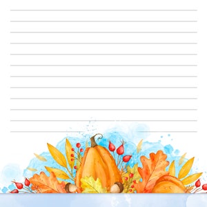Pumpkin Printable Stationery, Printable Writing Paper With Watercolor ...
