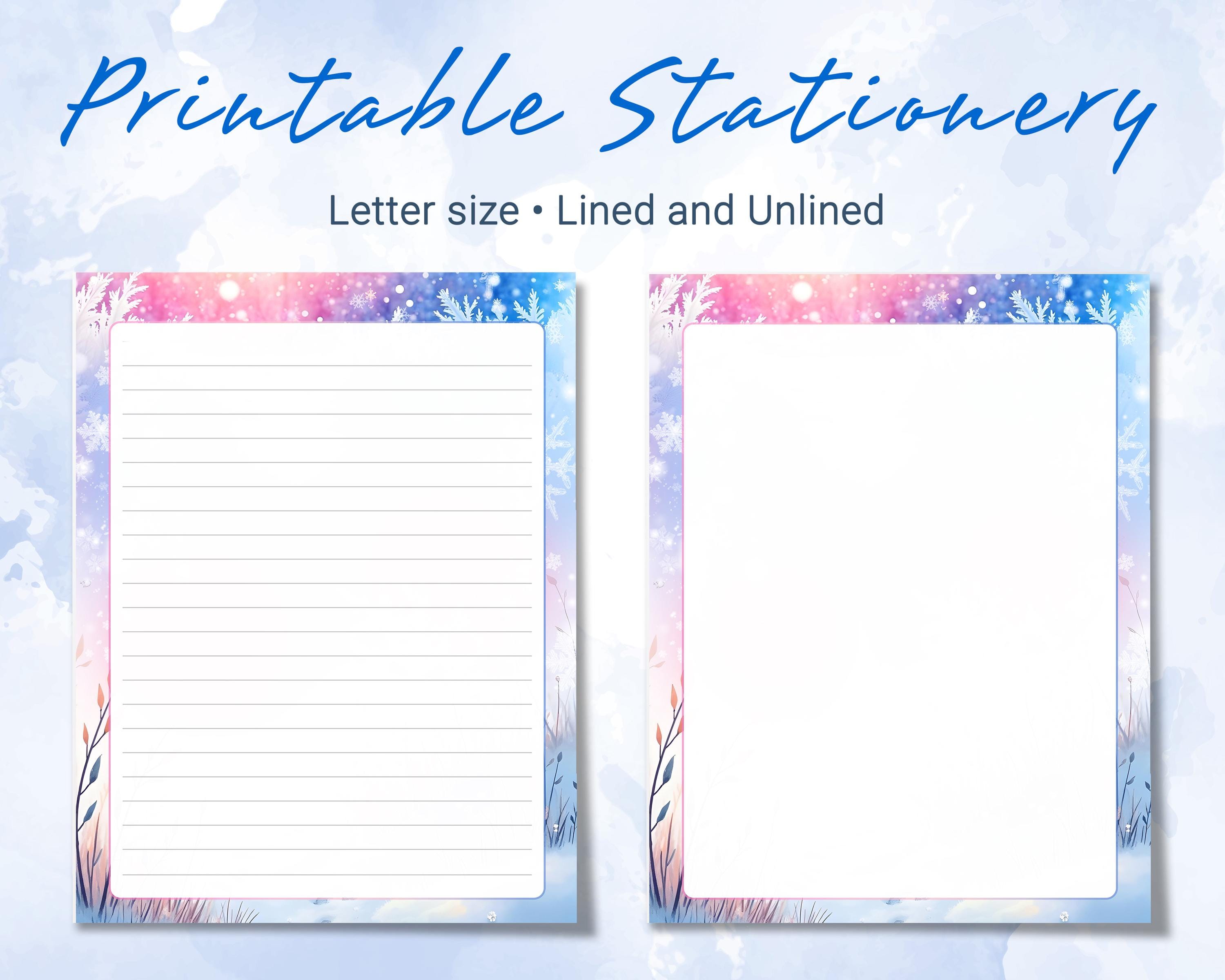 Winter Stationery Paper: Lined US Letter Writing Sheets (digital ...
