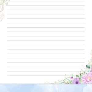 Flowers Printable Stationary, Printable Writing Paper, Botanical Letter ...