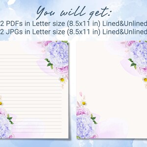 Floral Printable Stationery Lined Paper, Printable Writing Paper ...