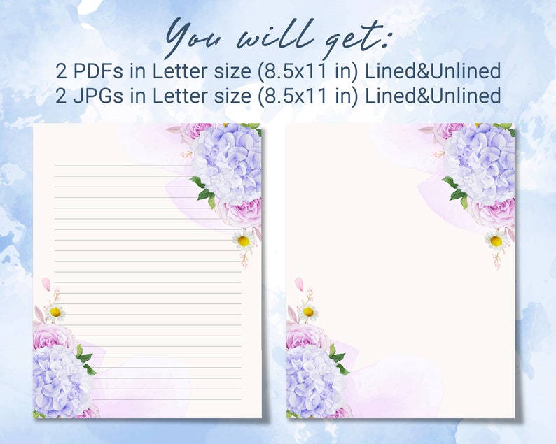 Floral Printable Stationery Lined Paper Printable Writing - Etsy
