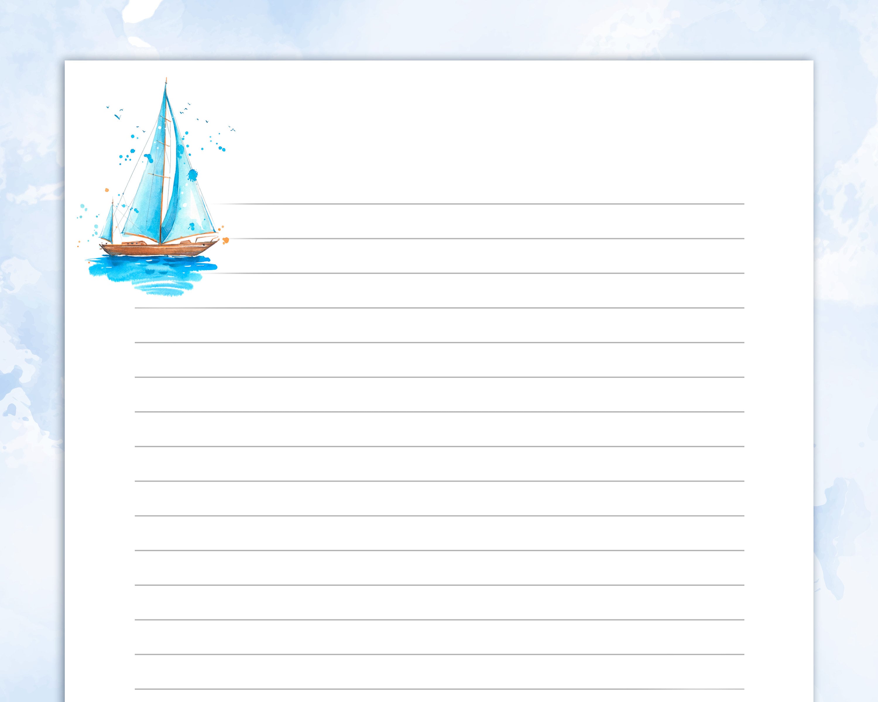 Printable Stationary, Watercolor Lighthouse at the Seaside Printable ...