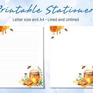 Printable Stationery Lined Paper, Letter Writing Paper With Bees and ...