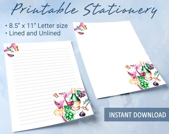 Printable Stationery Lined Paper With Ladybug and Leaves, Printable ...