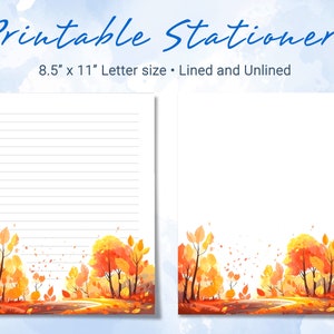 Autumn Printable Stationery, Printable Writing Paper With a Fall ...