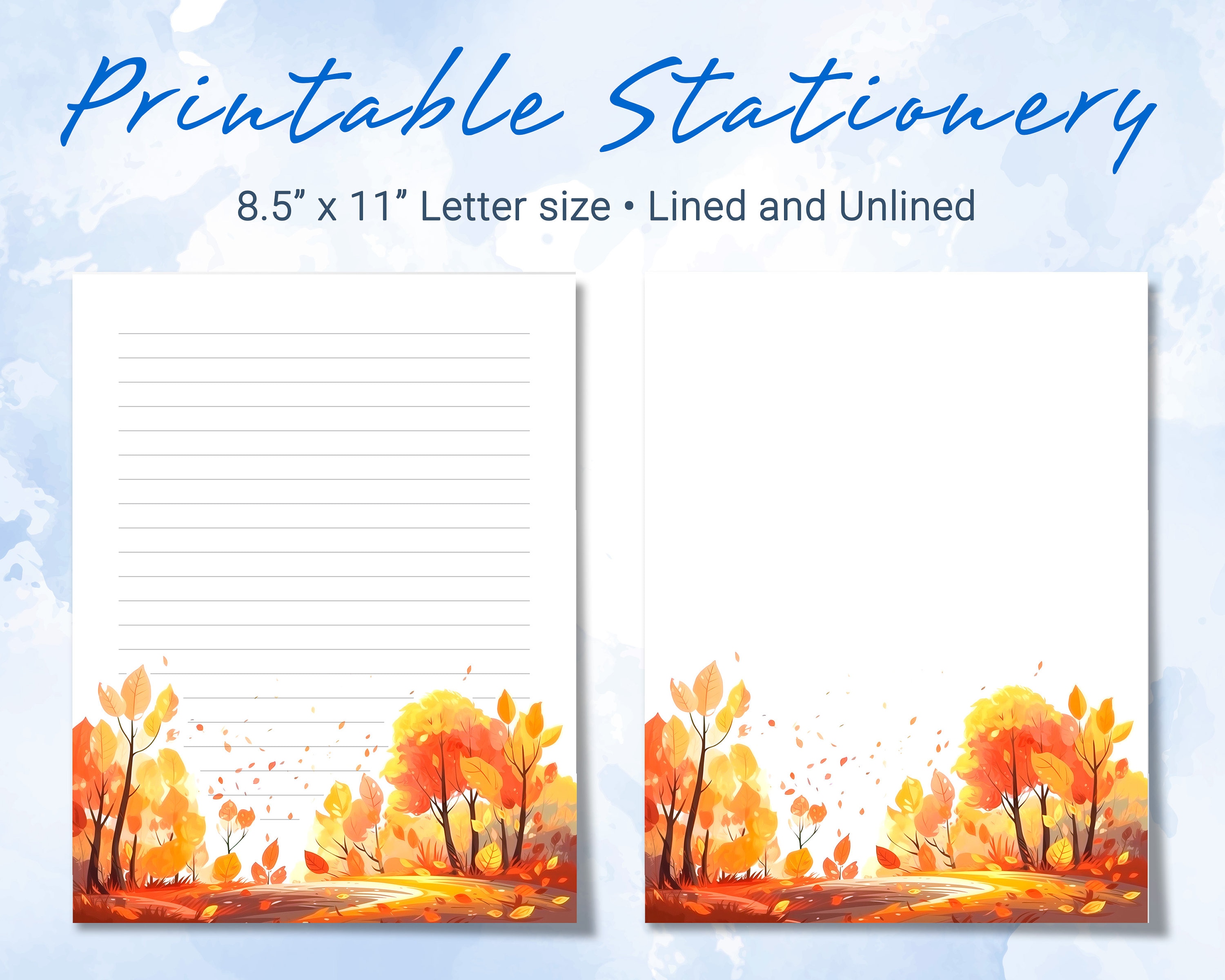 Autumn Printable Stationery, Printable Writing Paper With a Fall ...