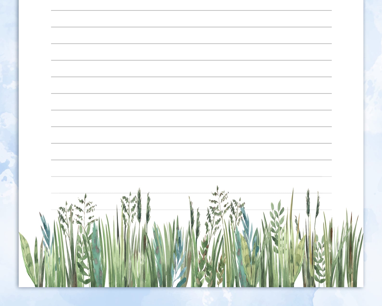 Green Grass Printable Stationery Printable Writing Paper With - Etsy