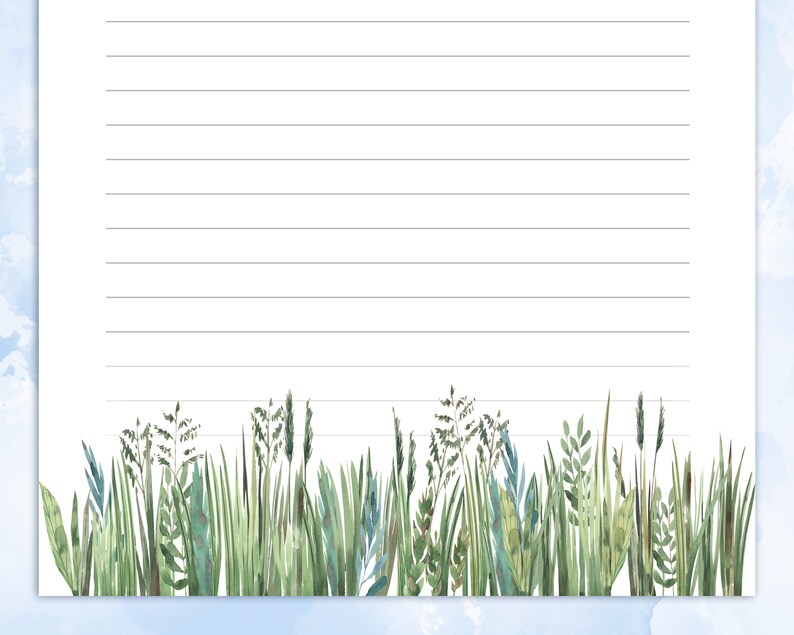 Green Grass Printable Stationery Printable Writing Paper With - Etsy