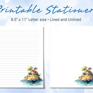 Printable Stationery, Printable Writing Paper With Little House on an ...