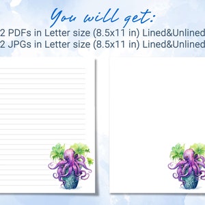 Printable Stationery Lined Paper, Printable Writing Paper With Octopus ...