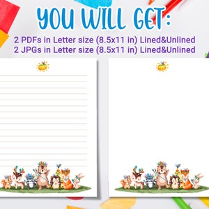 Printable Stationery for Kids, Printable Writing Paper With Watercolor ...