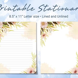 Printable Stationary, Floral Printable Writing Paper, Botanical Letter ...