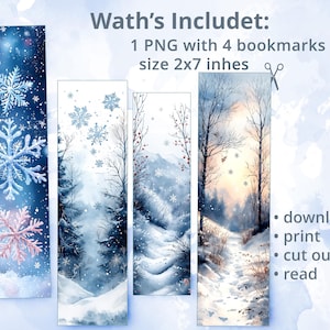 Printable Winter Bookmarks Set, Bookmarks With Winter Landscapes ...