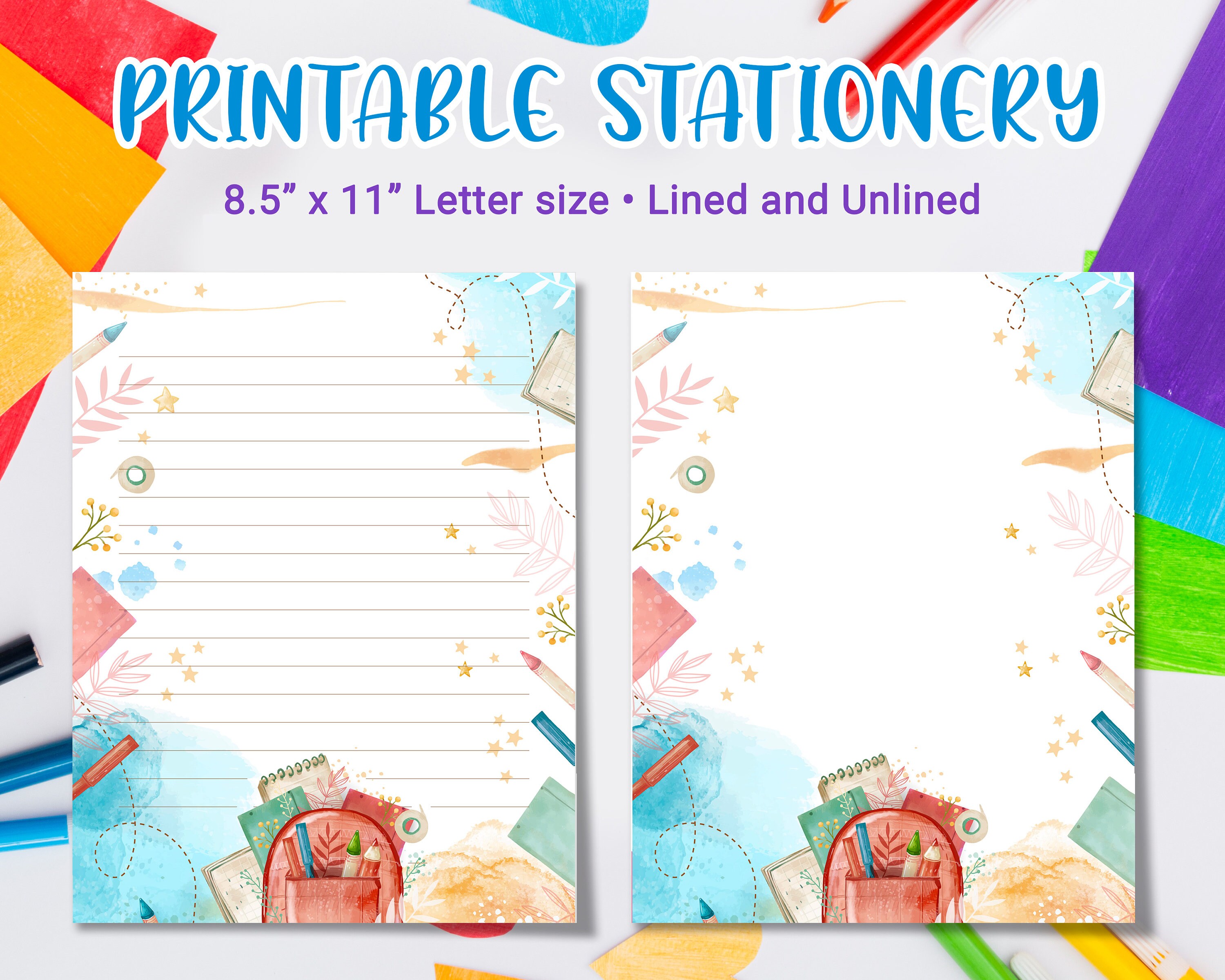 Printable Stationery for Kids, Printable Writing Paper for Back to ...