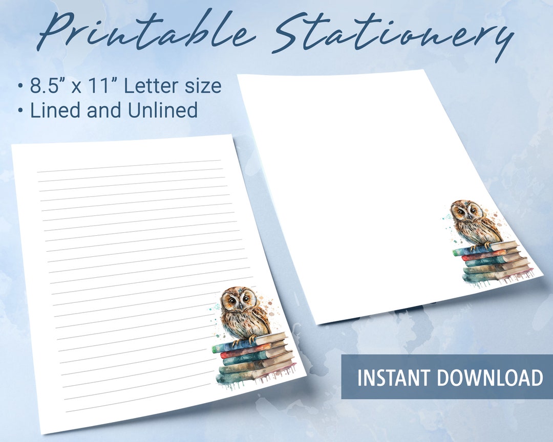 Printable Stationery Lined Paper, Printable Writing Paper With Owl ...