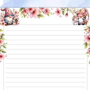 Printable Stationery Lined Paper, Letter Writing Paper With Cute Gnomes ...