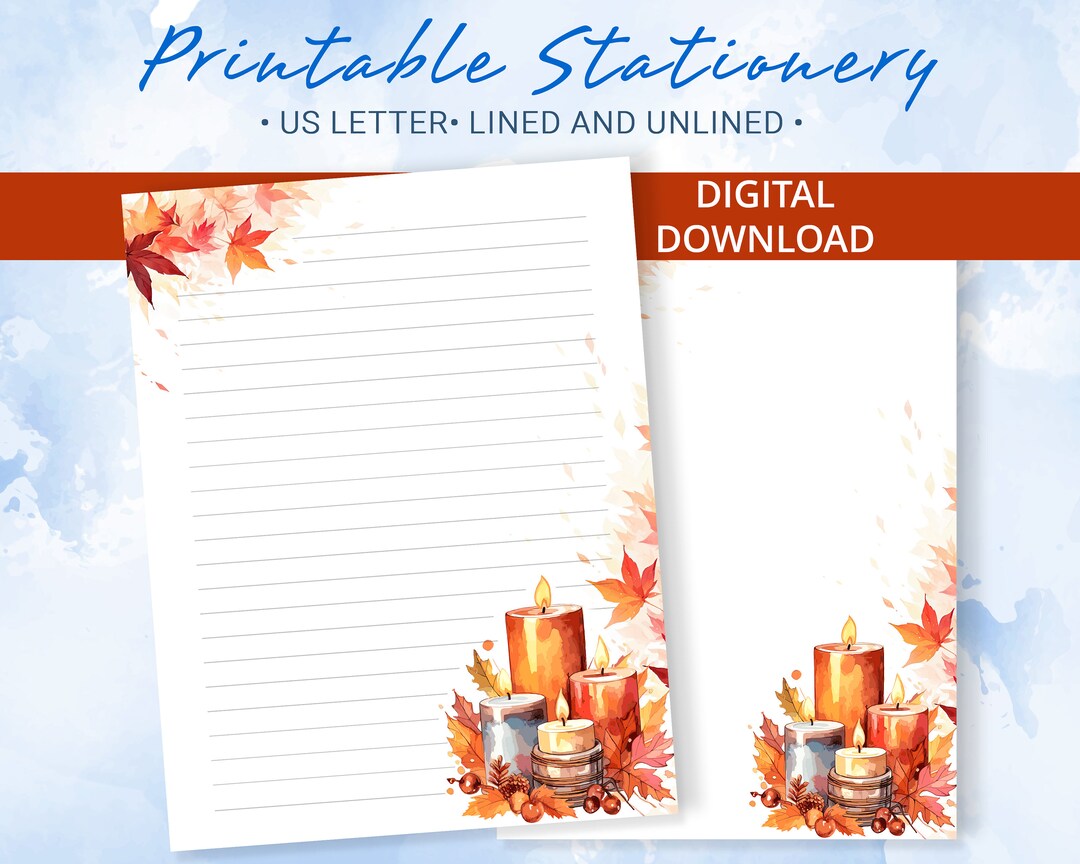 Autumn Printable Stationery, Printable Writing Paper With Fall Leaves ...