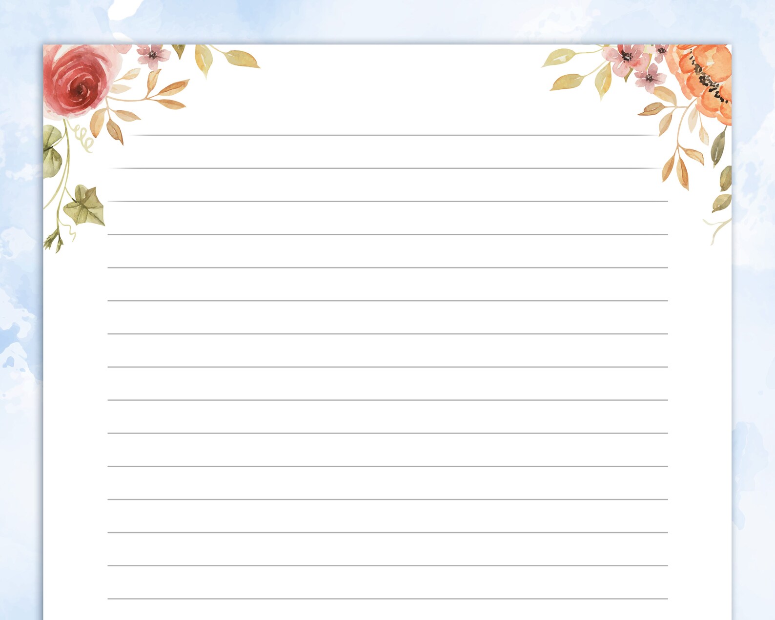 Pumpkin Printable Stationery, Printable Writing Paper in Autumn ...