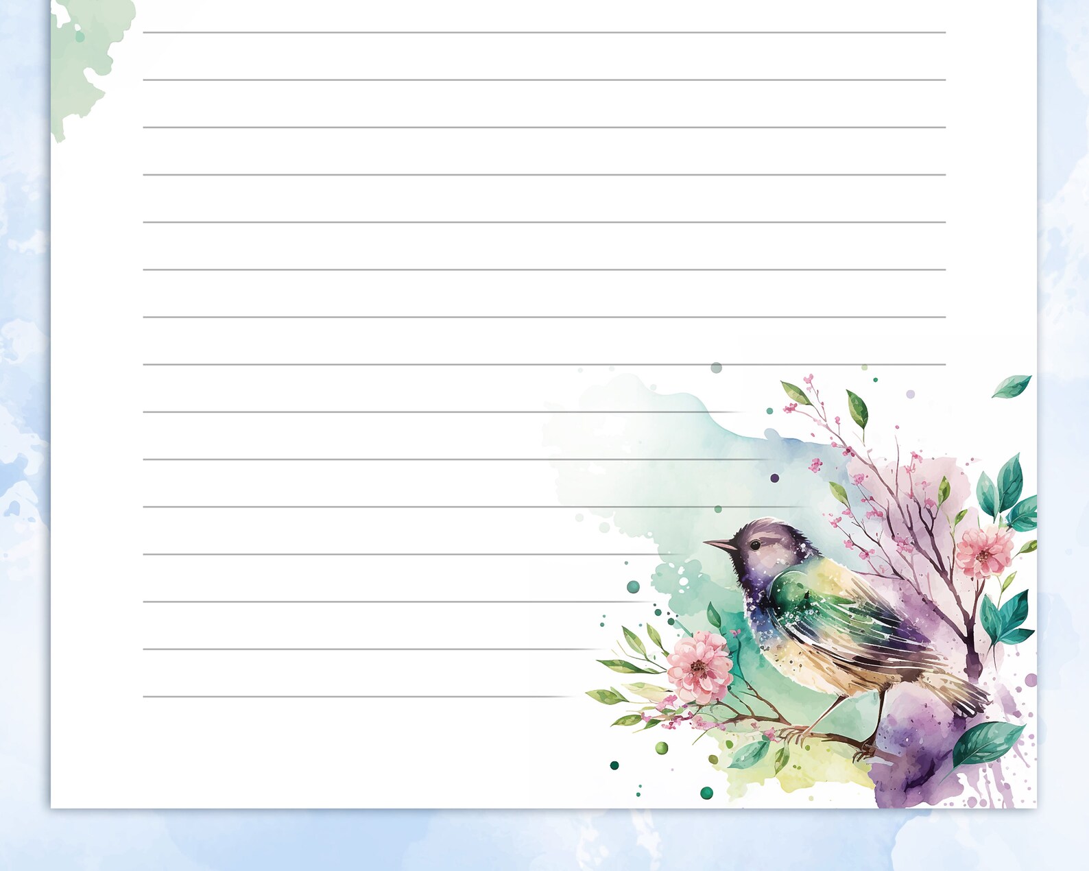 Printable Stationery, Printable Writing Paper With a Bird on a ...