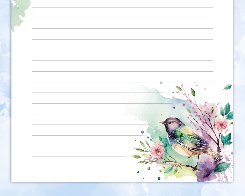 Printable Stationery, Printable Writing Paper With a Bird on a ...