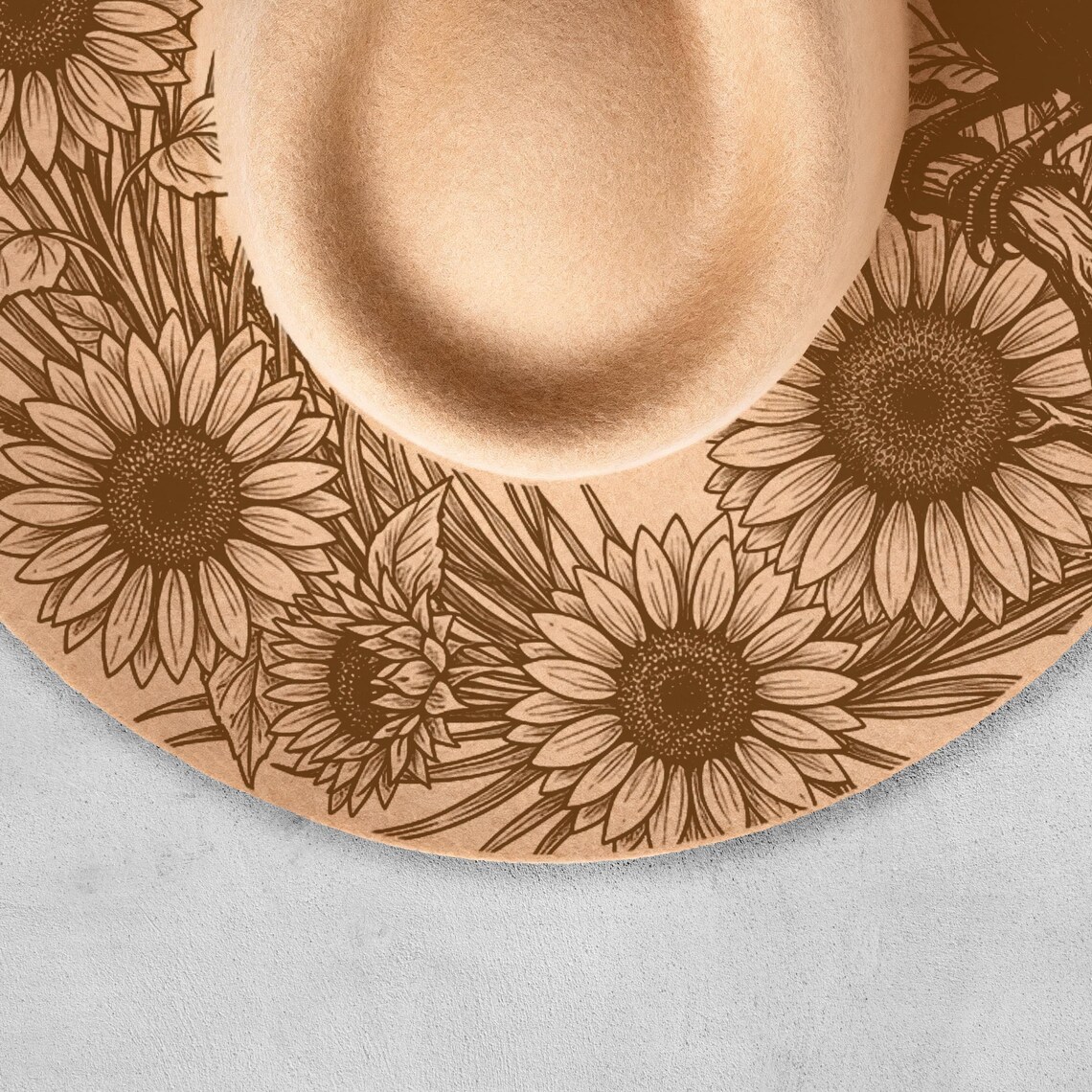 Raven Hat Burning Design PNG, Sunflower Western Laser Engraving ...