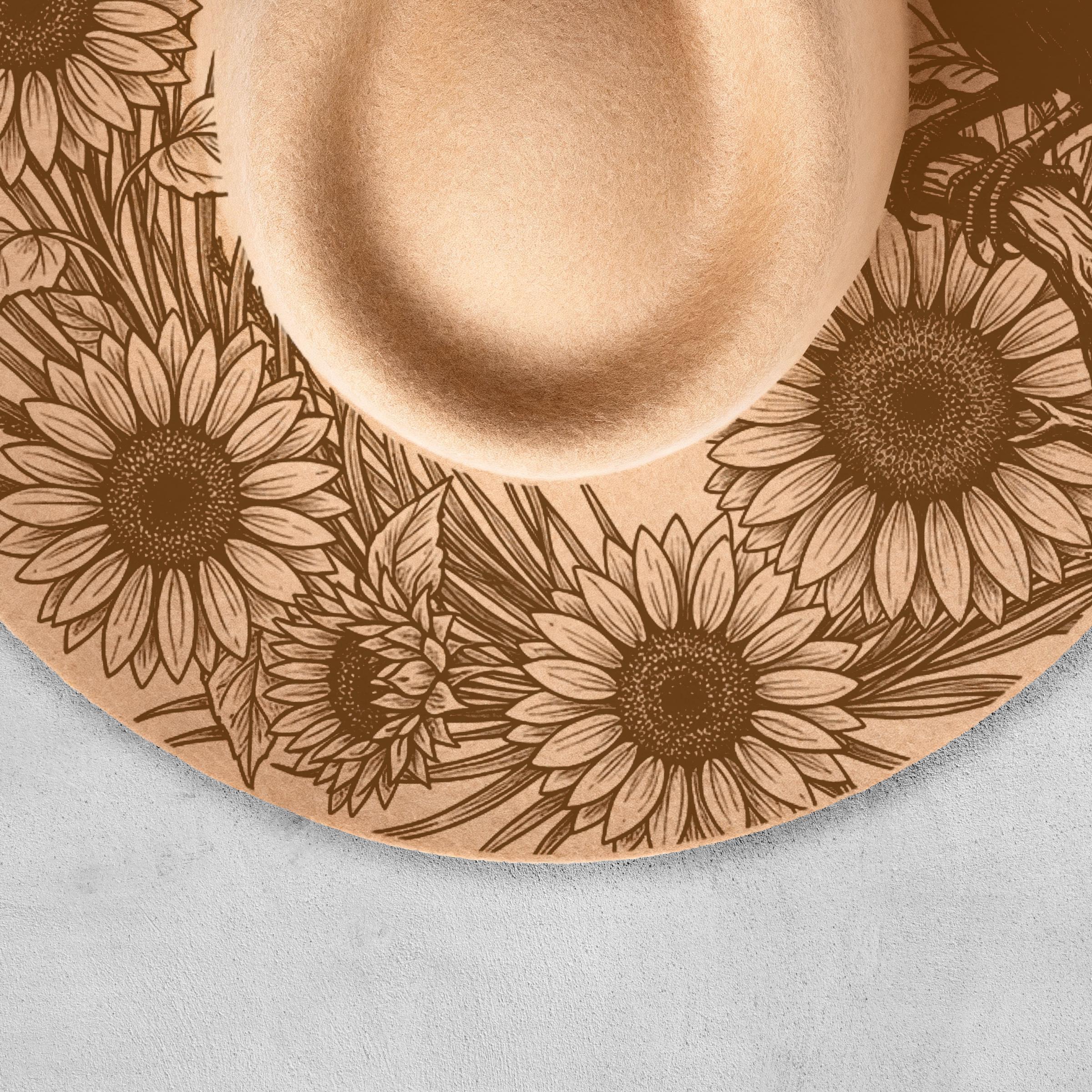 Raven Hat Burning Design PNG, Sunflower Western Laser Engraving ...