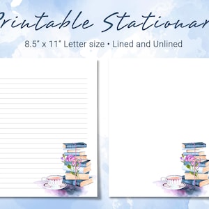 Printable Stationery Lined Paper, Watercolor Book Background Printable ...