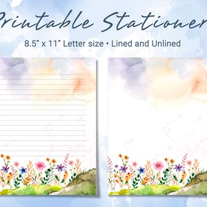 Floral Printable Stationery, Printable Writing Paper With Watercolor ...