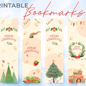 Printable Bookmarks, Merry Christmas Bookmarks, Printable Bookmarks Set ...