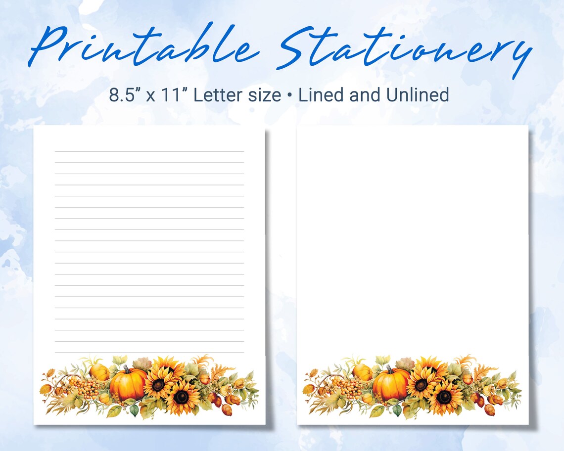 Autumn Printable Stationery Printable Writing Paper With - Etsy