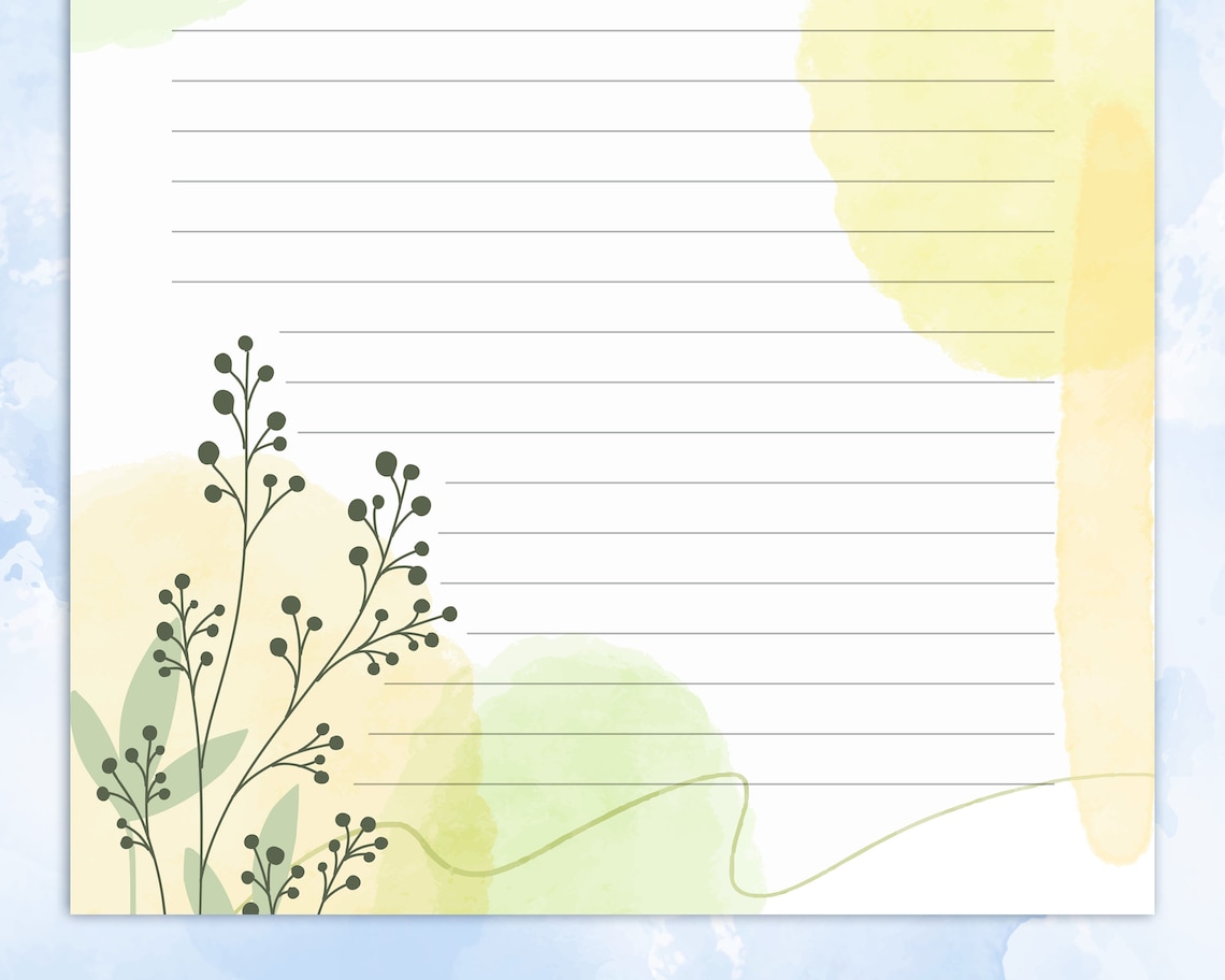 Floral Printable Stationery Lined Paper, Printable Writing Paper ...