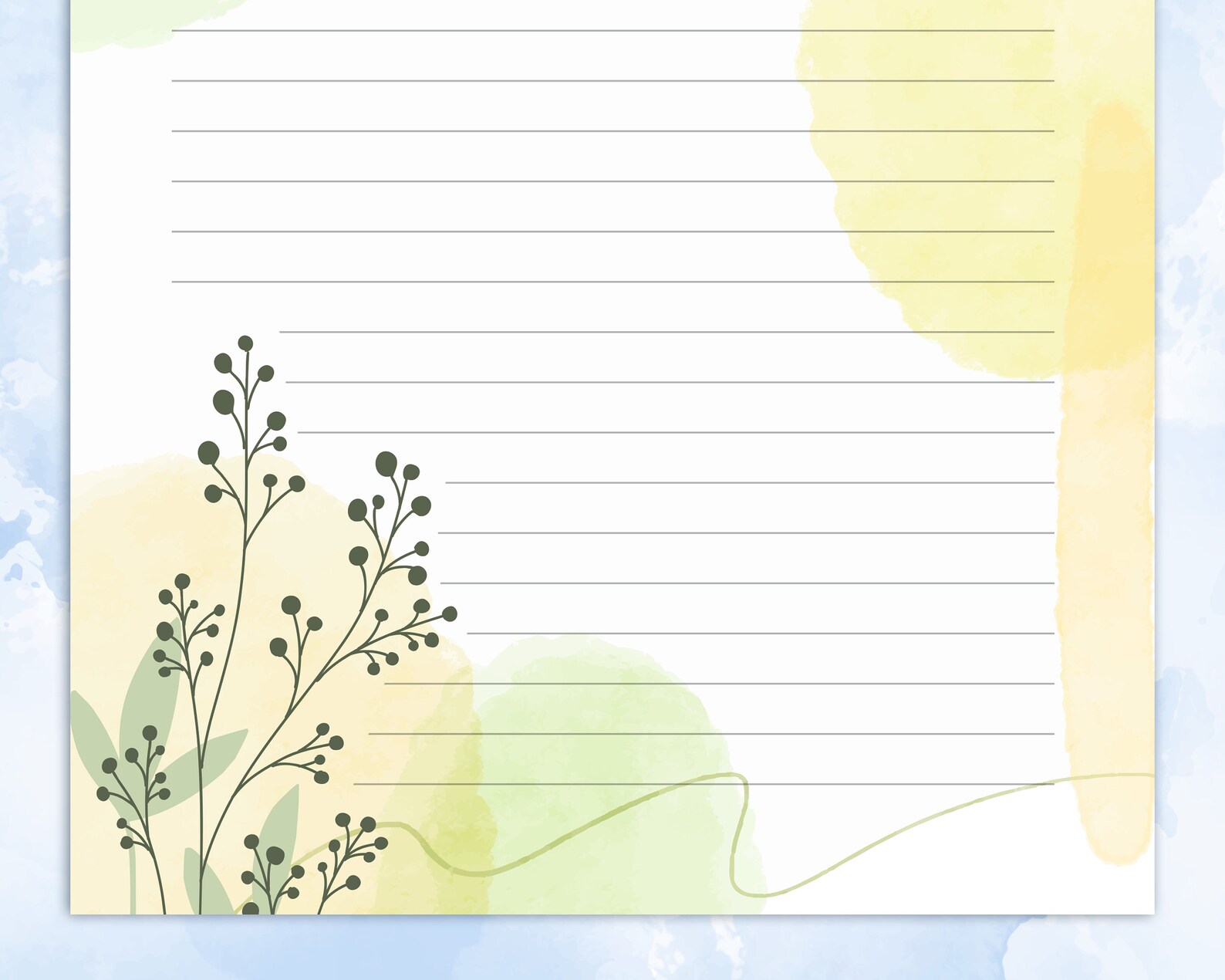 Floral Printable Stationery Lined Paper, Printable Writing Paper ...