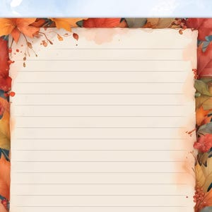 Fall Printable Stationery Paper: Lined Writing Paper, A4 & US Letter - Etsy