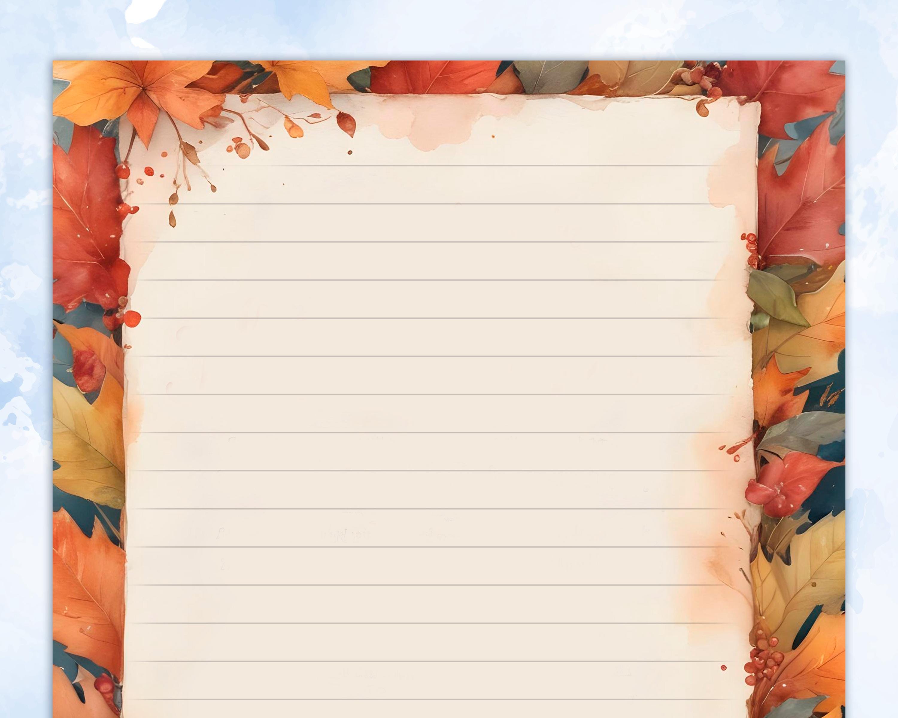 Fall Printable Stationery Paper: Lined Writing Paper, A4 & US Letter - Etsy