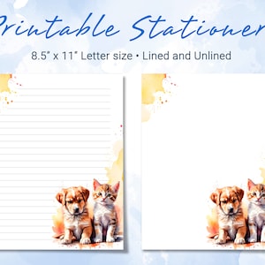 Printable Stationery Lined Paper, Printable Writing Paper With a Kitten ...