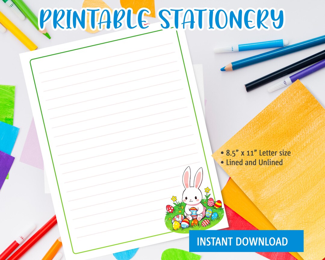Printable Stationery for Kids, Printable Writing Paper With a Cute ...