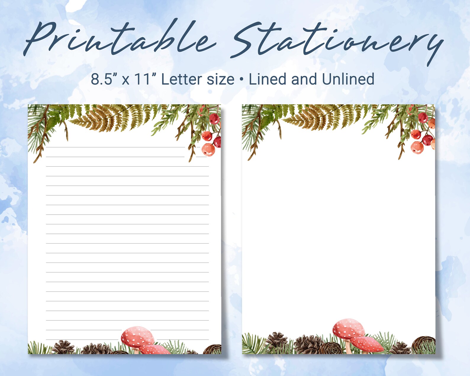 Autumn Printable Stationery, Printable Writing Paper With Gentle Autumn ...
