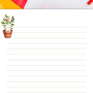 Printable Stationery for Kids, Printable Writing Paper With a Cute Cat ...