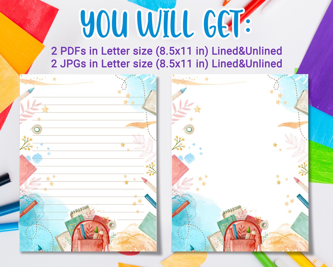 Printable Stationery for Kids, Printable Writing Paper for Back to ...