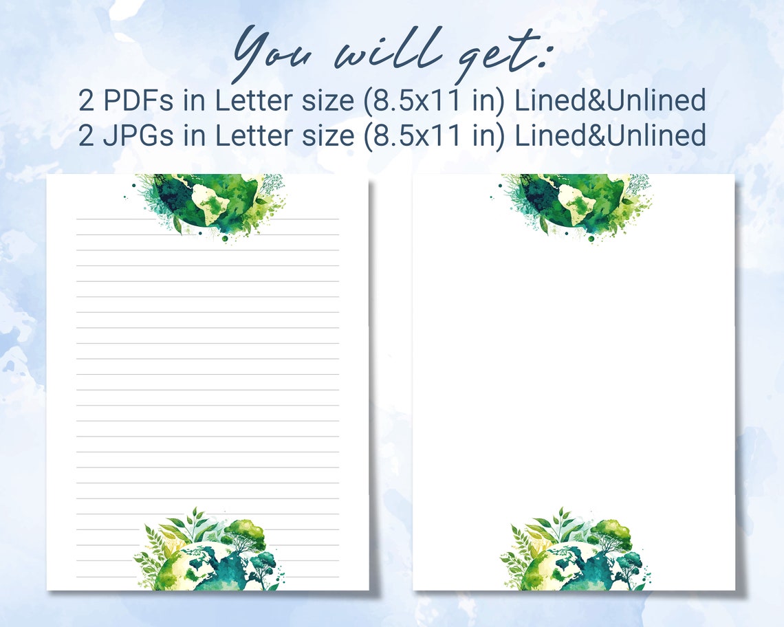 Printable Eco Stationery Lined Paper, Printable Writing Paper With a ...