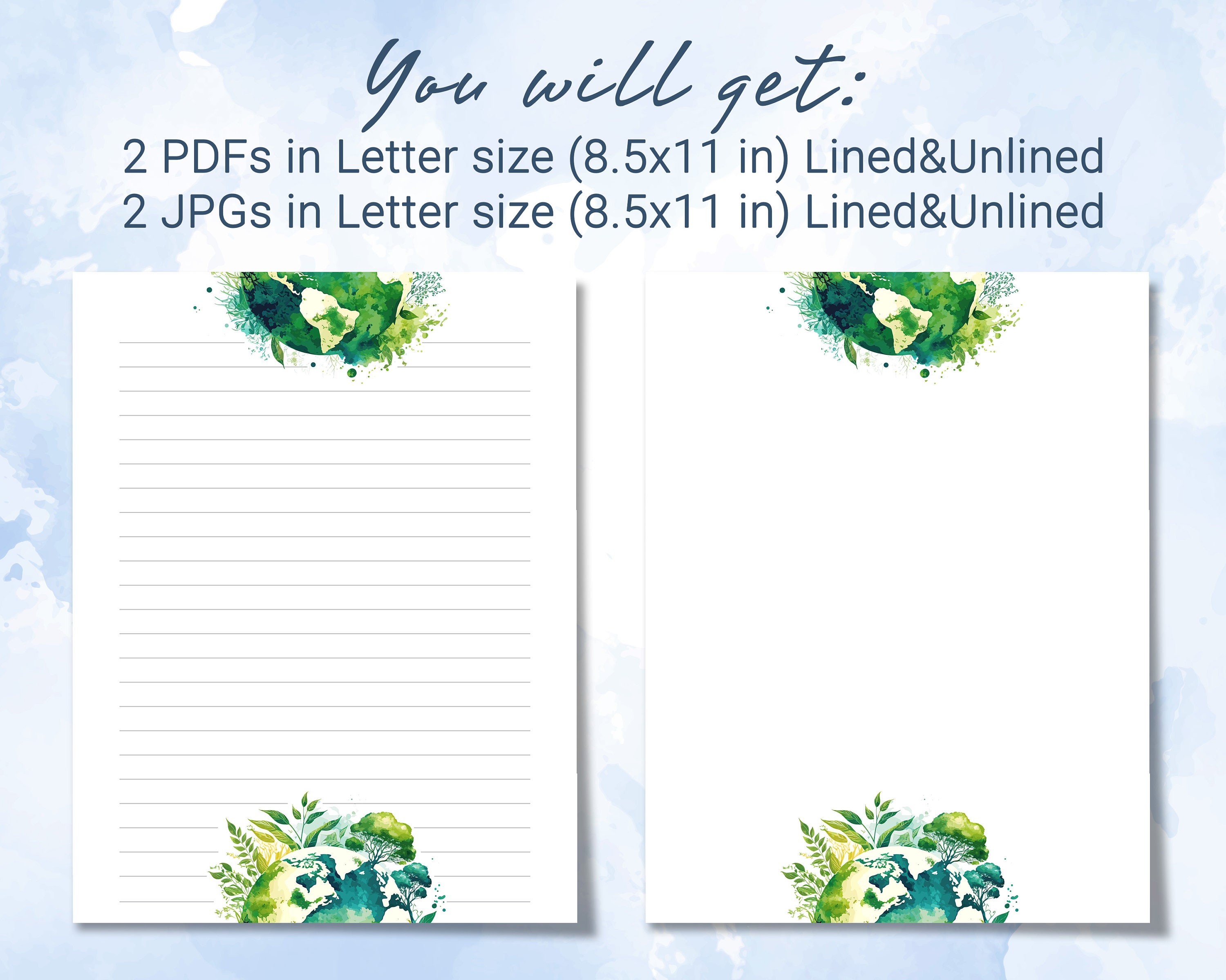 Printable Eco Stationery Lined Paper, Printable Writing Paper With a ...