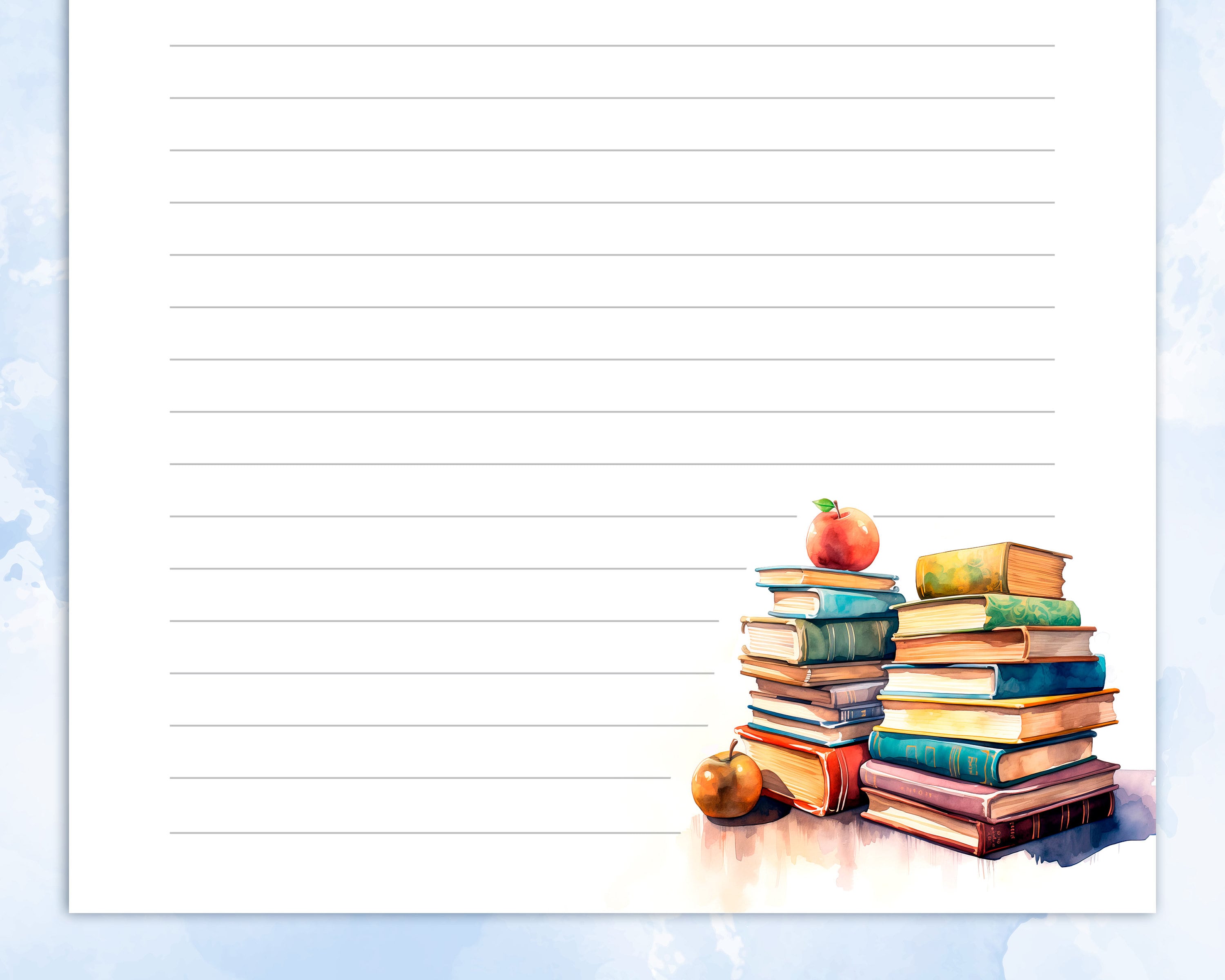 Printable Stationery Lined Paper, Printable Writing Paper With Books ...