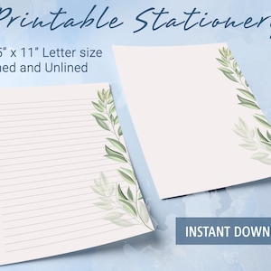 Leaves Printable Stationery, Printable Writing Paper With Green Leaves ...