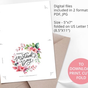 Mother's Day Card Printable With Beautiful Flowers Background ...