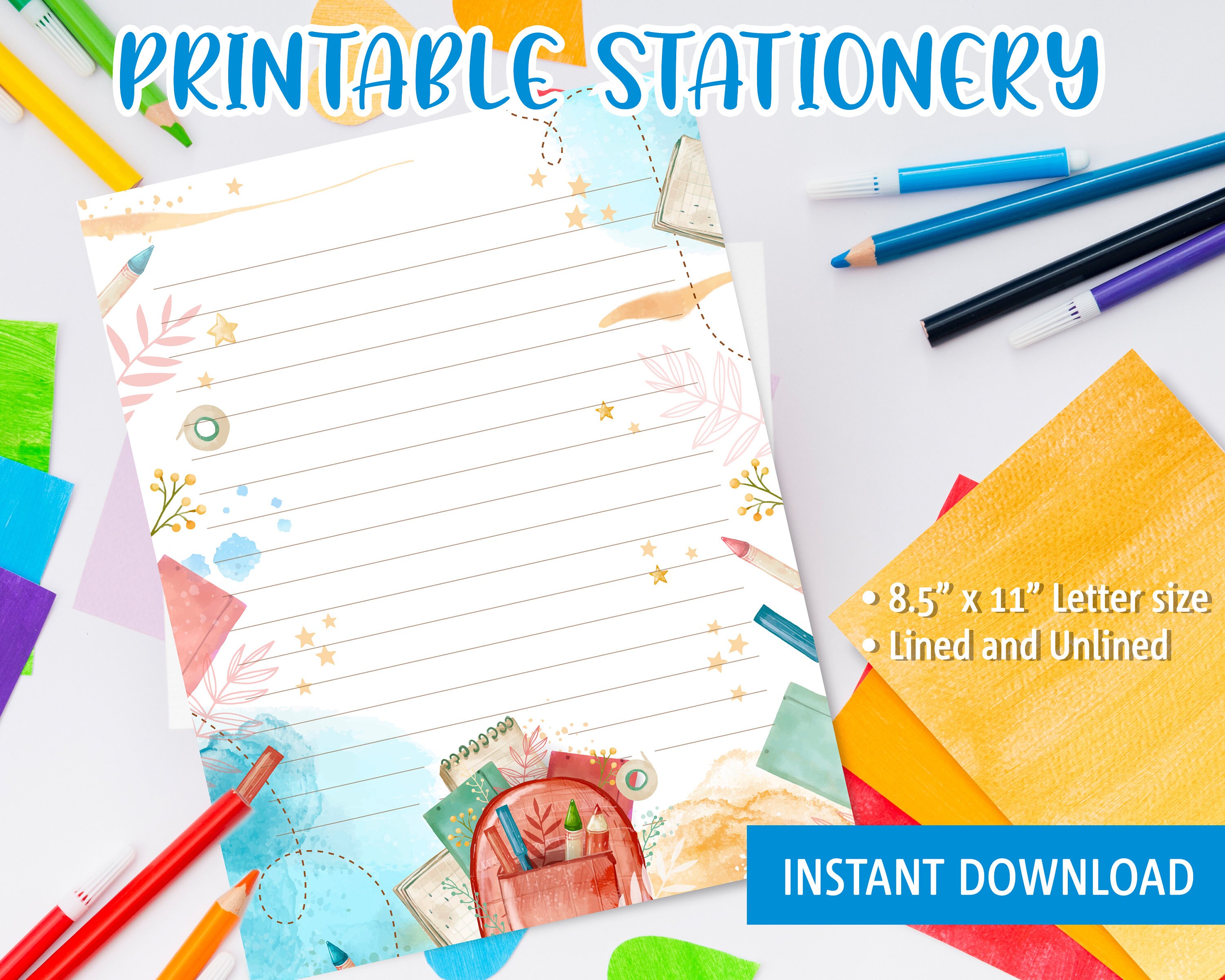 Printable Stationery for Kids, Printable Writing Paper for Back to ...