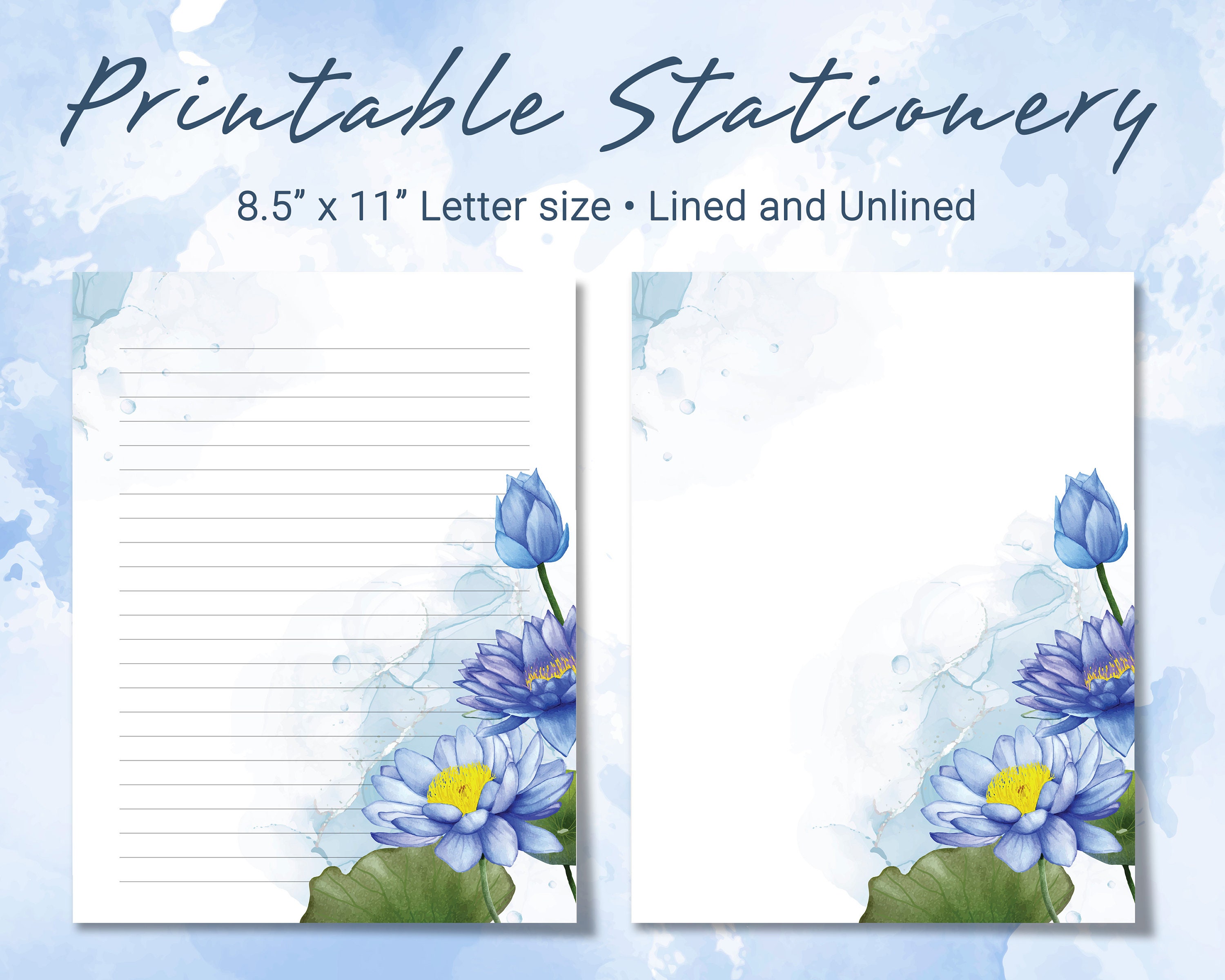 Floral Printable Stationery, Printable Writing Paper With Watercolor ...