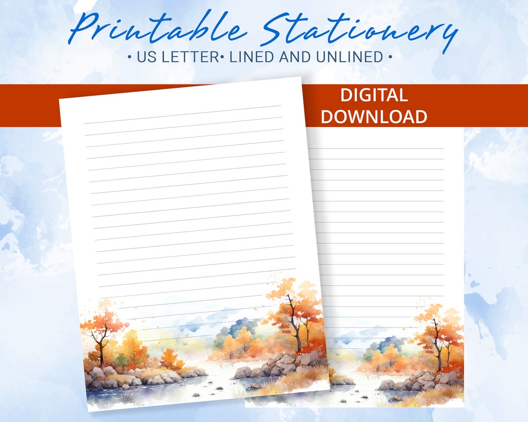 Autumn Printable Stationery, Printable Writing Paper With Autumn ...